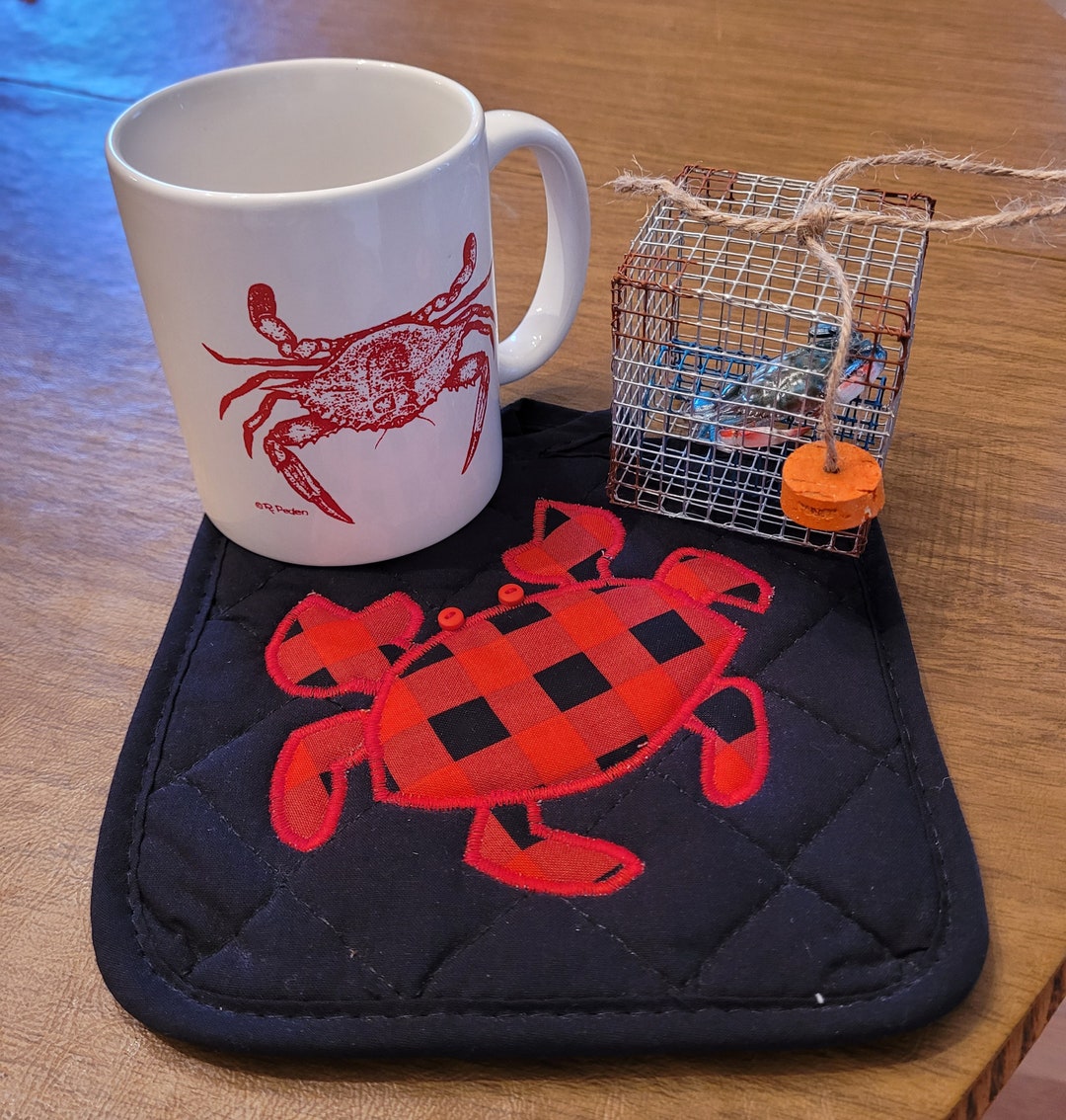 Red Crab Gift Set, 1 Red Crab Coffee Mug, 1 Crab Pot , 1 Crab Hot Mat ...