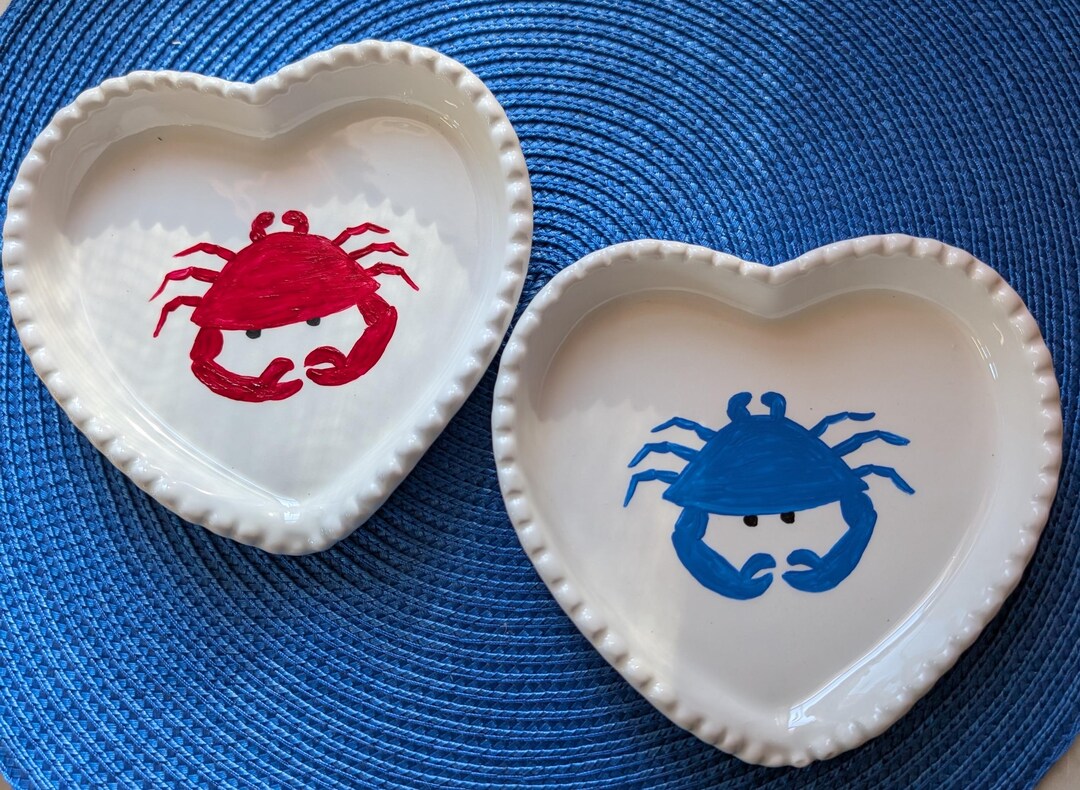 Crab Spoon Rest, Red or Blue Crab, Creramic Heart Shaped - Etsy