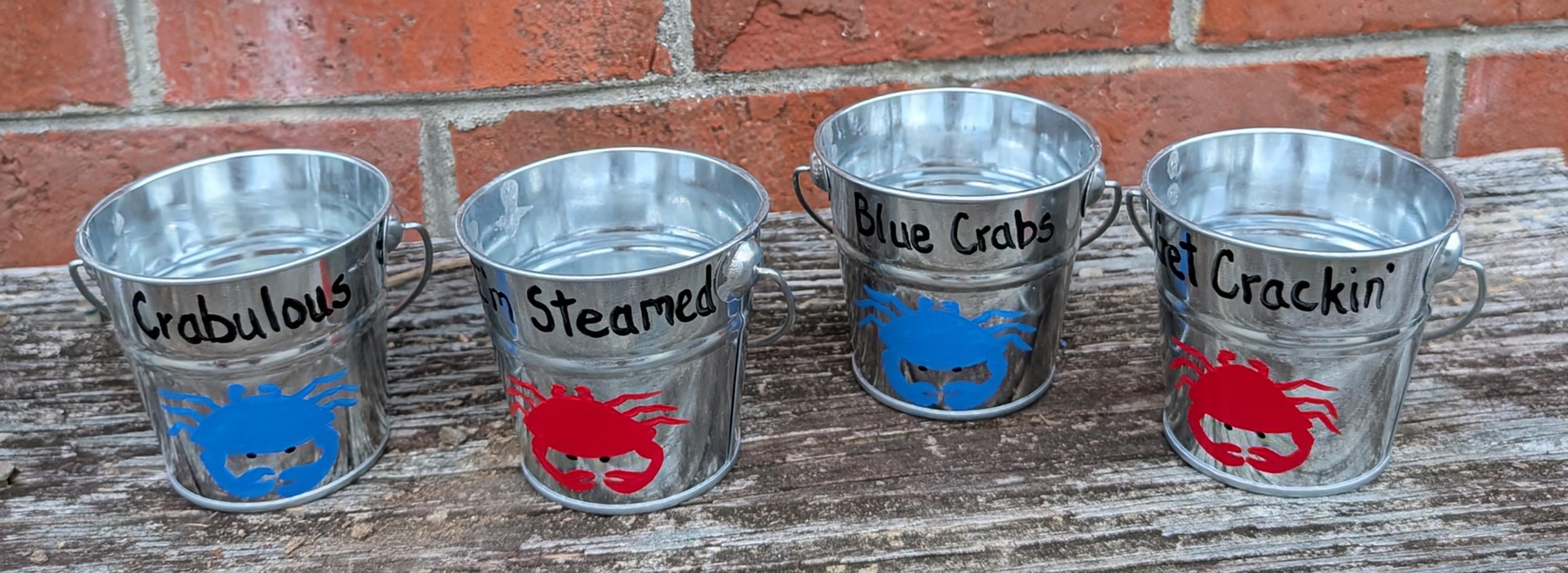 Crab Buckets , Crab Feast Party Favors, Nautical Ornaments, Set of 4 - Etsy