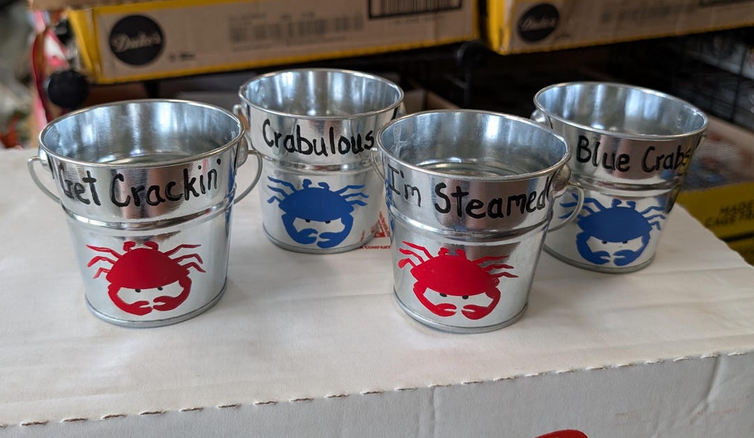 Crab Buckets , Crab Feast Party Favors, Nautical Ornaments, Set of 4 - Etsy