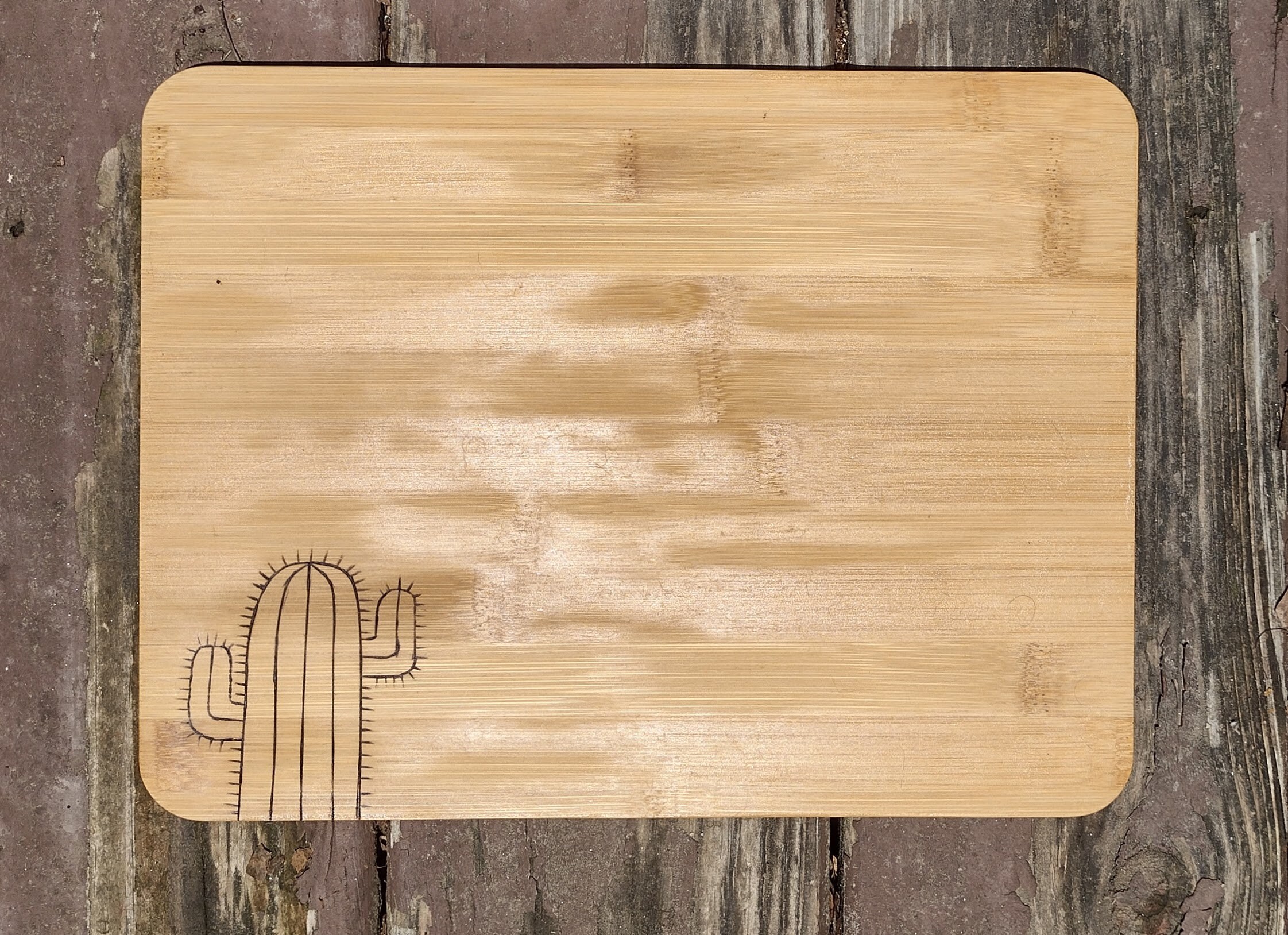 Hand-made Pyrography Bamboo Cutting Board Cactus - Etsy