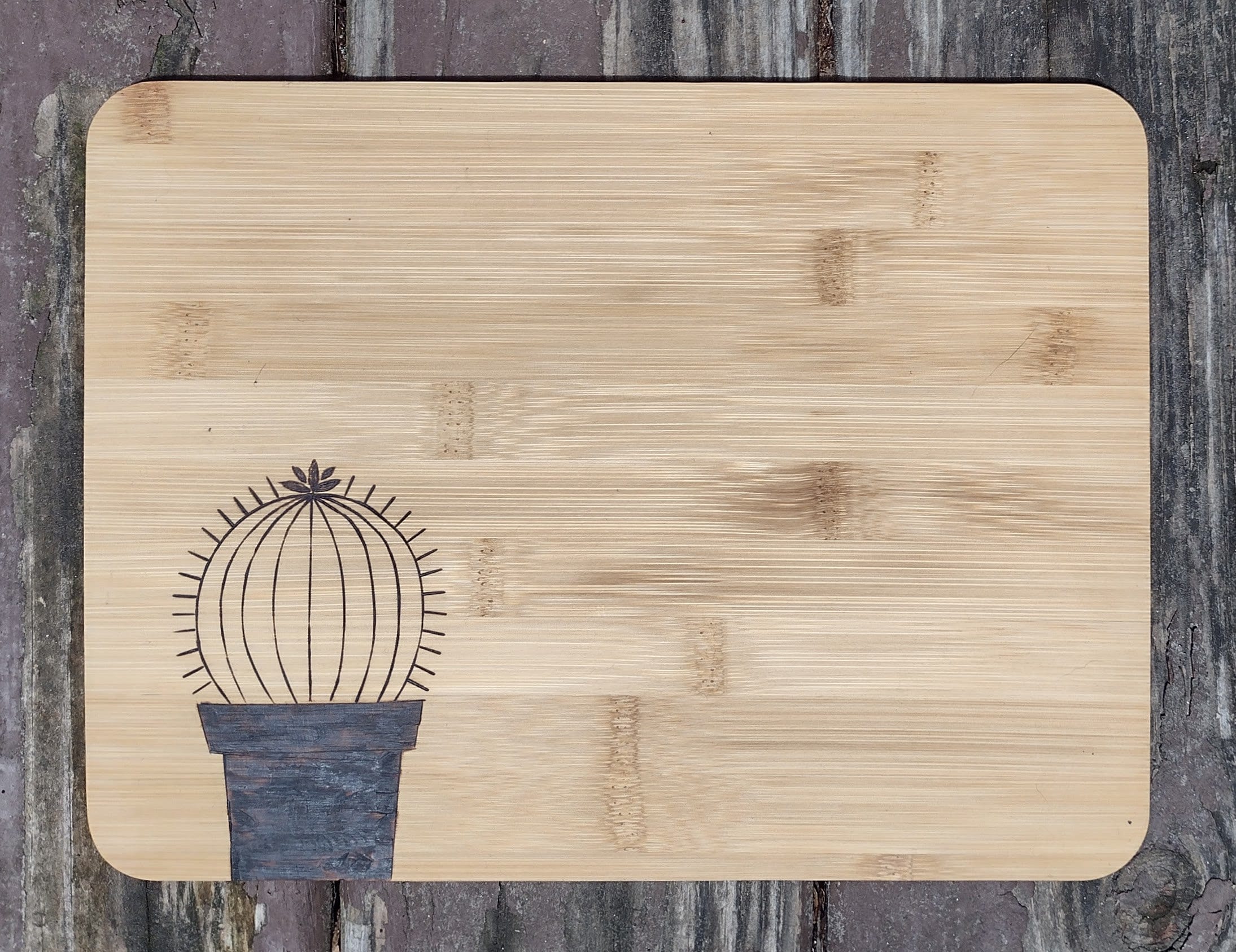 Hand-made Pyrography Bamboo Cutting Board Cactus - Etsy