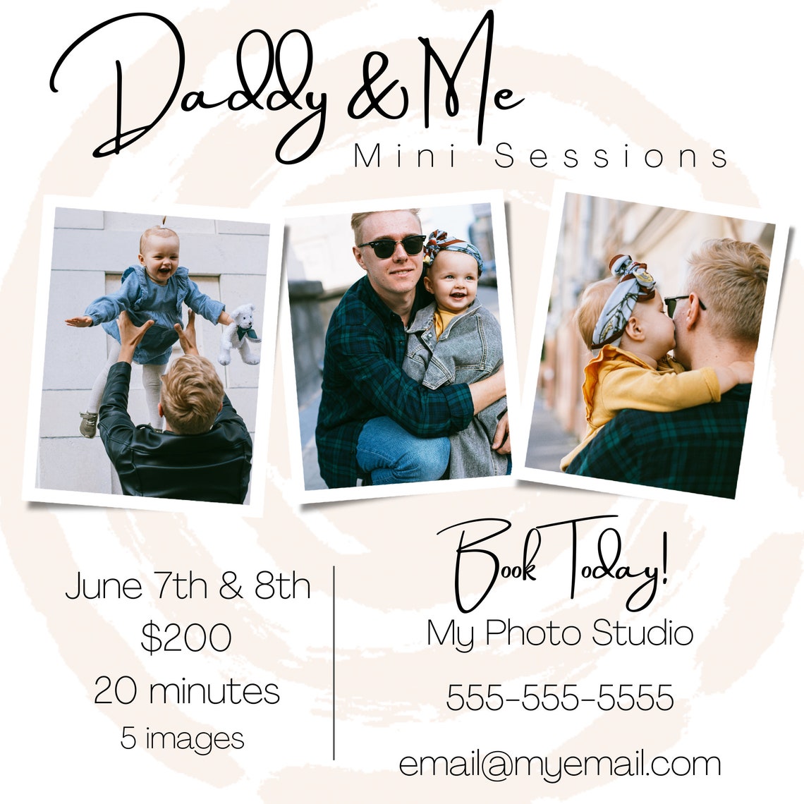 Daddy and Me Mini Sessions Canva Template, Easy to Edit in Canva ...