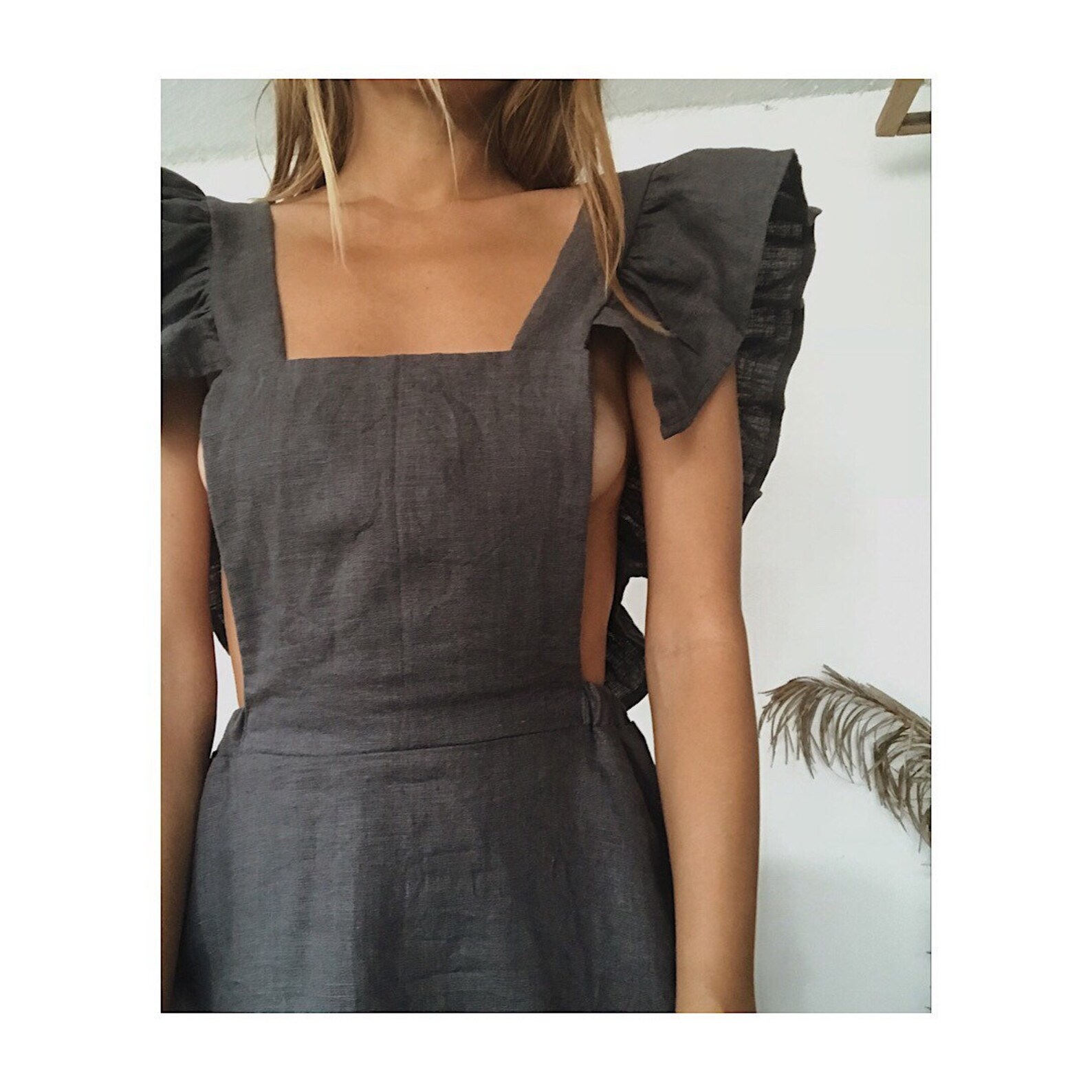 Linen Dress Gray Etsy
