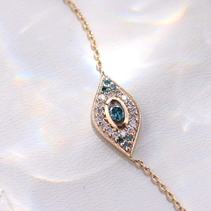 Diamond Blue Eye Bracelet - Etsy