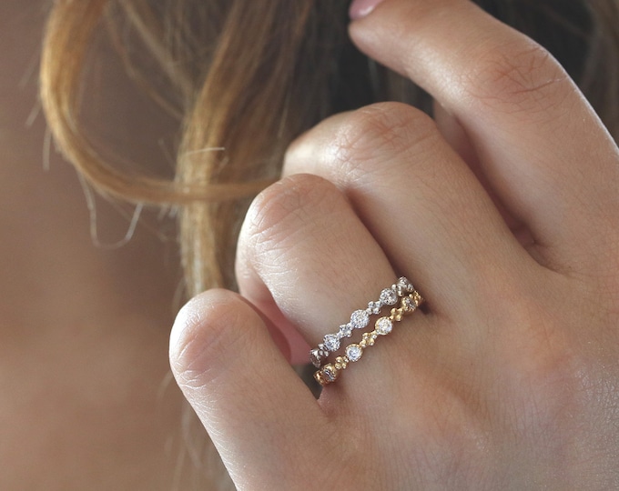 Sterling Silver Stackable Rings Unique Stackable Rings Milgrain Rings Filigree Rings Dainty ...