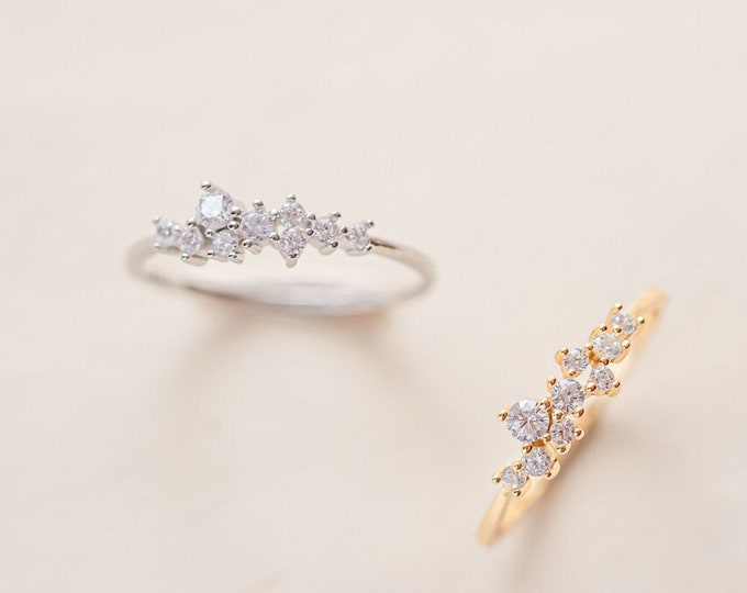 Sterling Silver & Cubic Zirconia Cluster Ring Silver CZ Cluster Ring ...