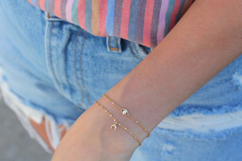 Sterling Silver and 14kt Gold Plated Thin Stackable Bracelets | Evil ...