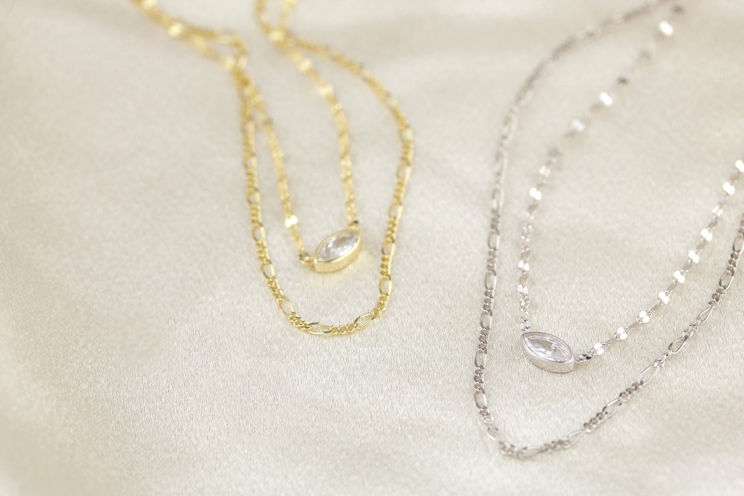 Sterling Silver / Gold Plated Double Layer Necklace | Unique Layering ...