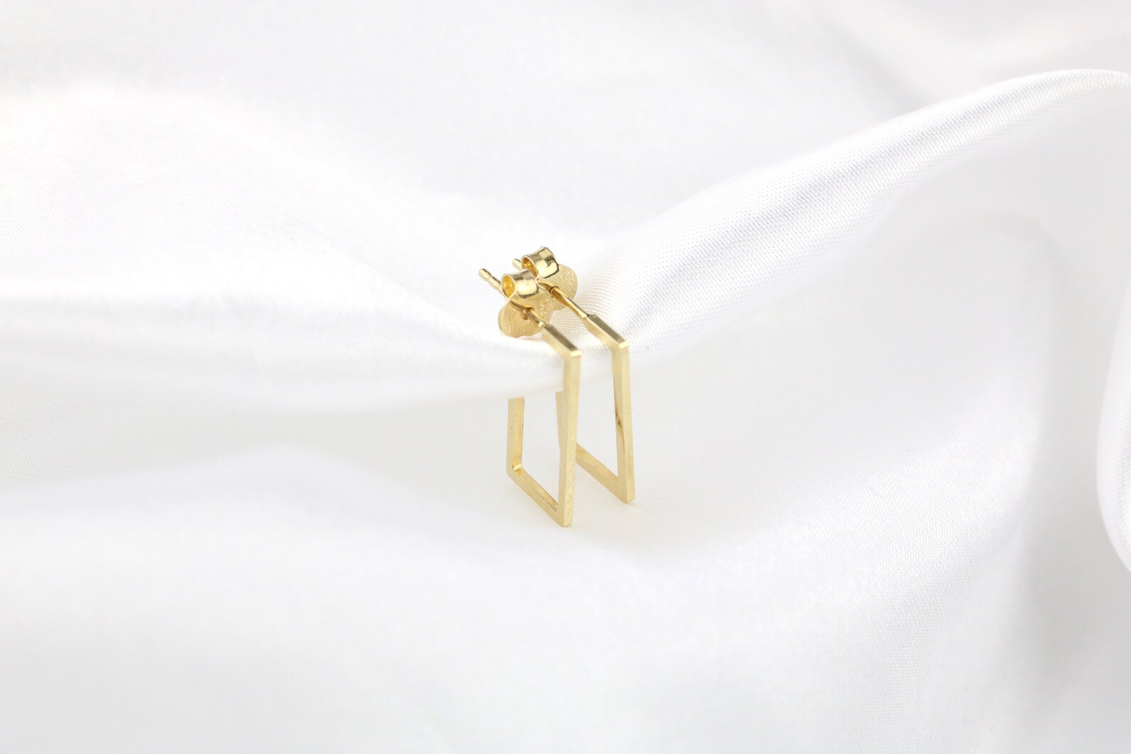 14kt Solid Gold Rectangle Hoops - Gold Geometric Hoops - Square Hoops ...