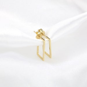 14kt Solid Gold Rectangle Hoops - Gold Geometric Hoops - Square Hoops ...