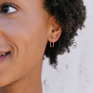 14kt Solid Gold Rectangle Hoops - Gold Geometric Hoops - Square Hoops ...