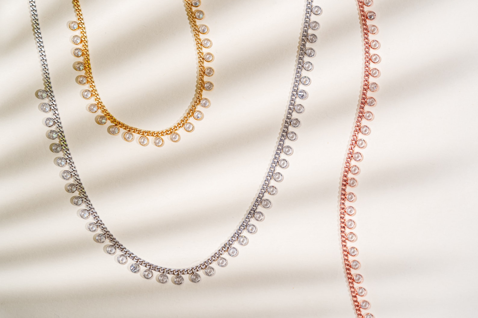 Sterling Silver Baby Curb Chain With Cubic Zirconia - Charm Necklace ...