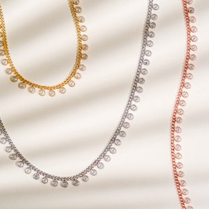 Sterling Silver - Rose Gold - Yellow Gold Baby Curb Chain With Cubic ...