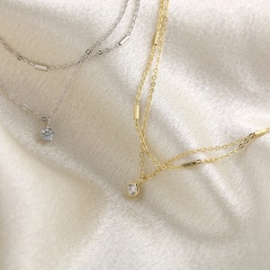 Sterling Silver / Gold Plated Silver Double Chain Necklace | Layered 2 ...