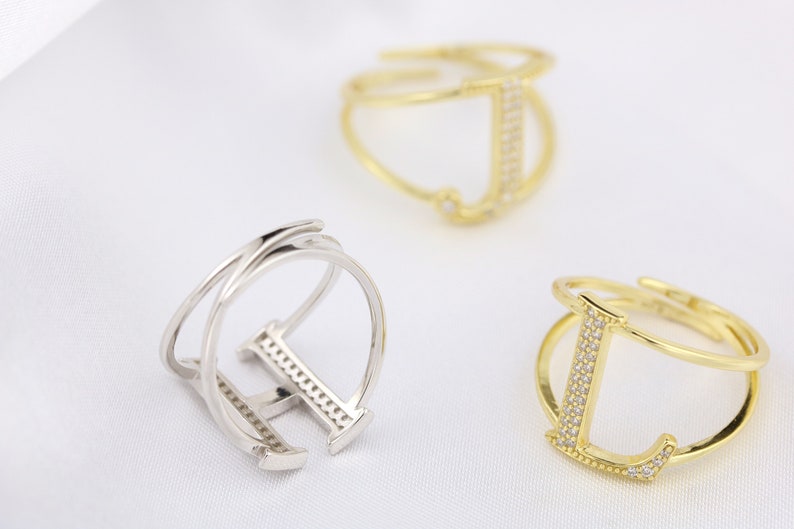 Silver / Gold Initial Ring Large Inital Ring Personalized - Etsy