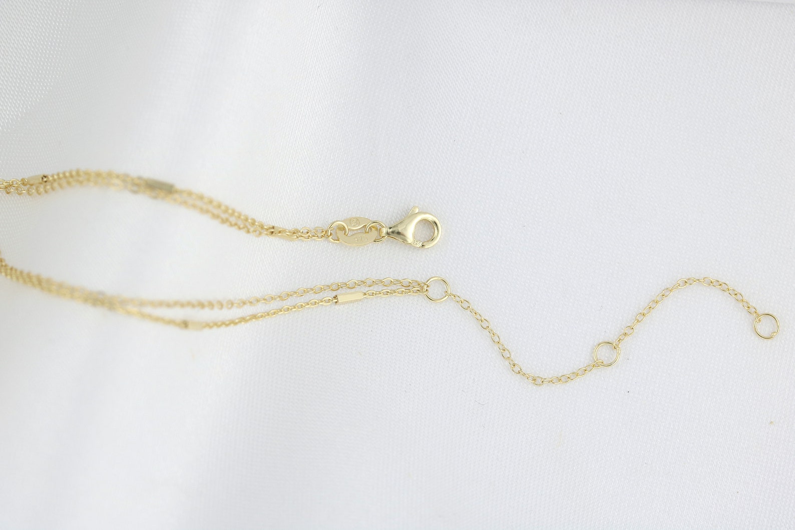 Sterling Silver / Gold Plated Silver Double Chain Necklace | Etsy