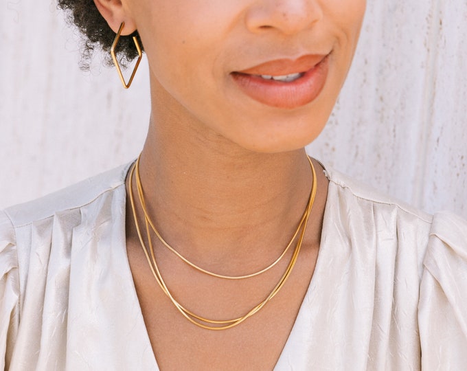 Gold Dainty Long Snake Chain Triple Layer Snake Chain Double Layer ...