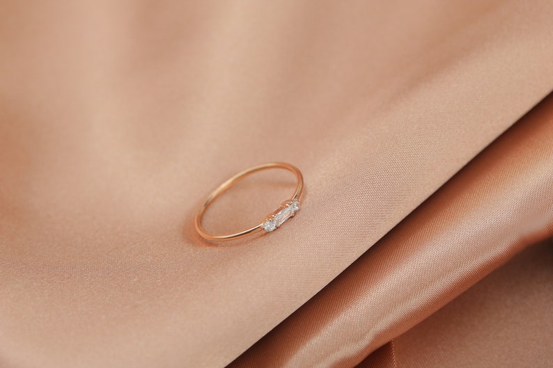 Sterling Silver / Gold plated / Rose Gold plated Baguette ring | Etsy
