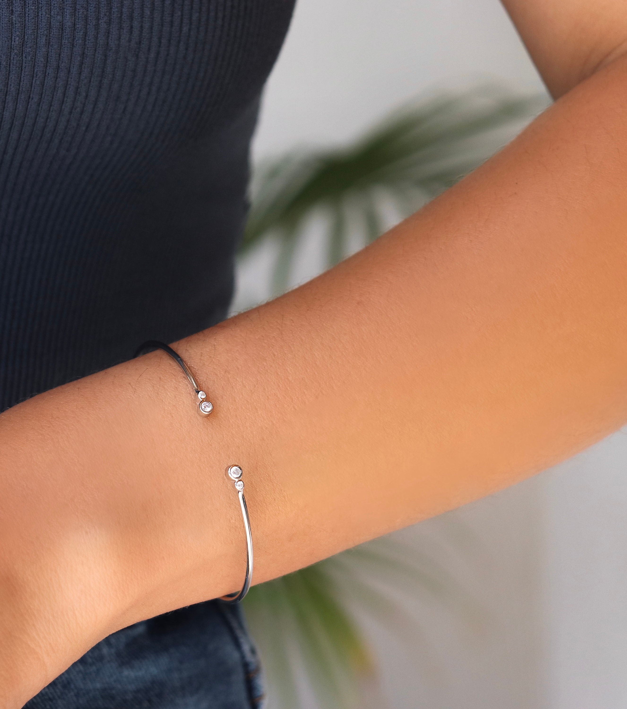 Sterling Silver / Gold Plated Silver Open Cuff Bangle | Etsy