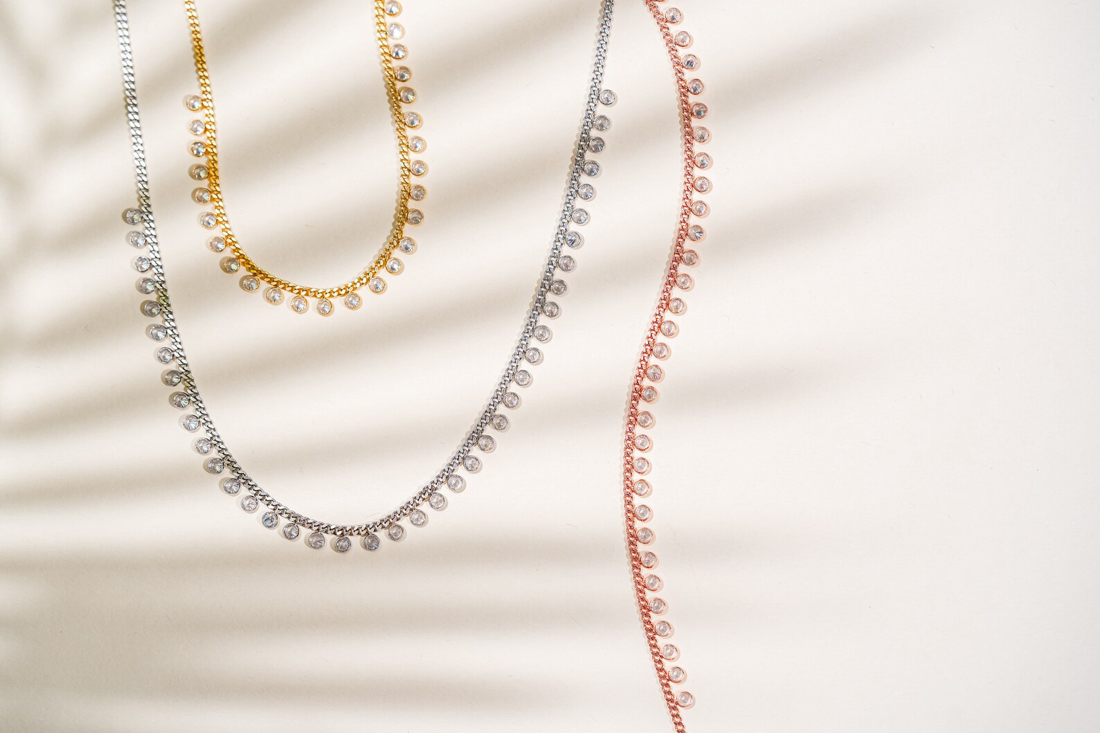 Sterling Silver Baby Curb Chain With Cubic Zirconia - Charm Necklace ...