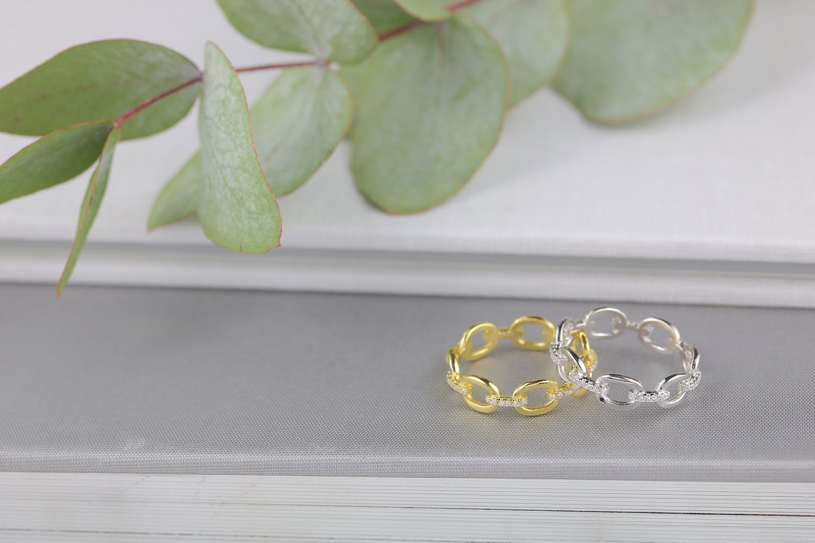 Sterling Silver / Gold Plated Link Ring Chain Link Ring - Etsy