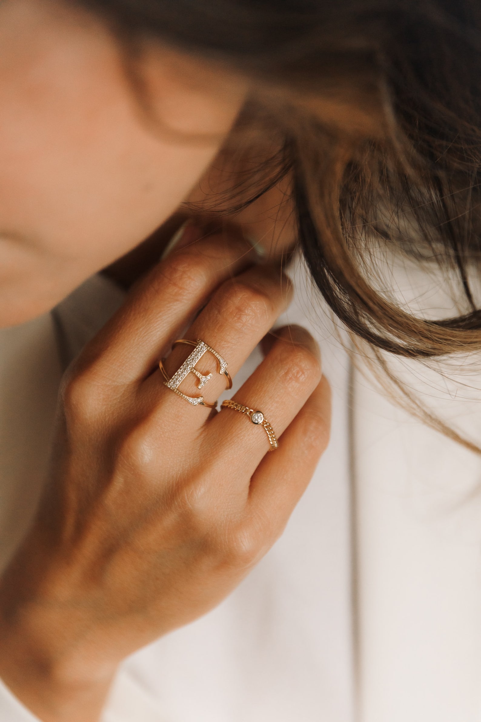 Silver / Gold Initial Ring Large Inital Ring Personalized - Etsy