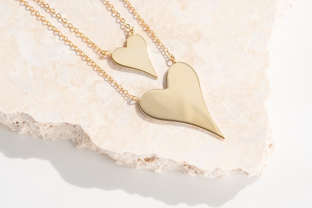 Engravable Heart Necklace, Gold Initial Heart Necklace, Personalized ...