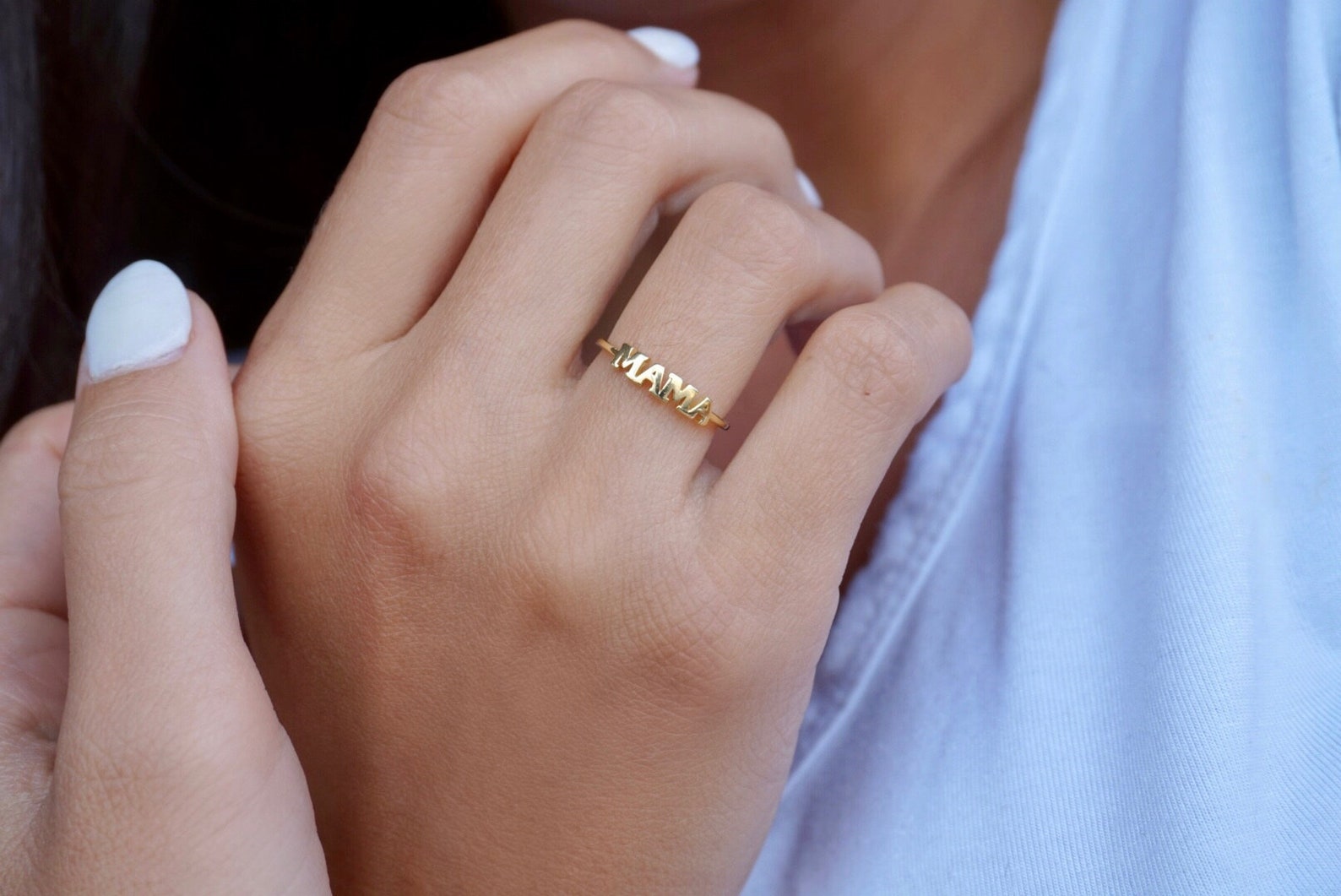 2 Options / Sterling Silver / Gold Plated MAMA Ring Gift for - Etsy