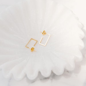 14kt Solid Gold Rectangle Hoops - Gold Geometric Hoops - Square Hoops ...