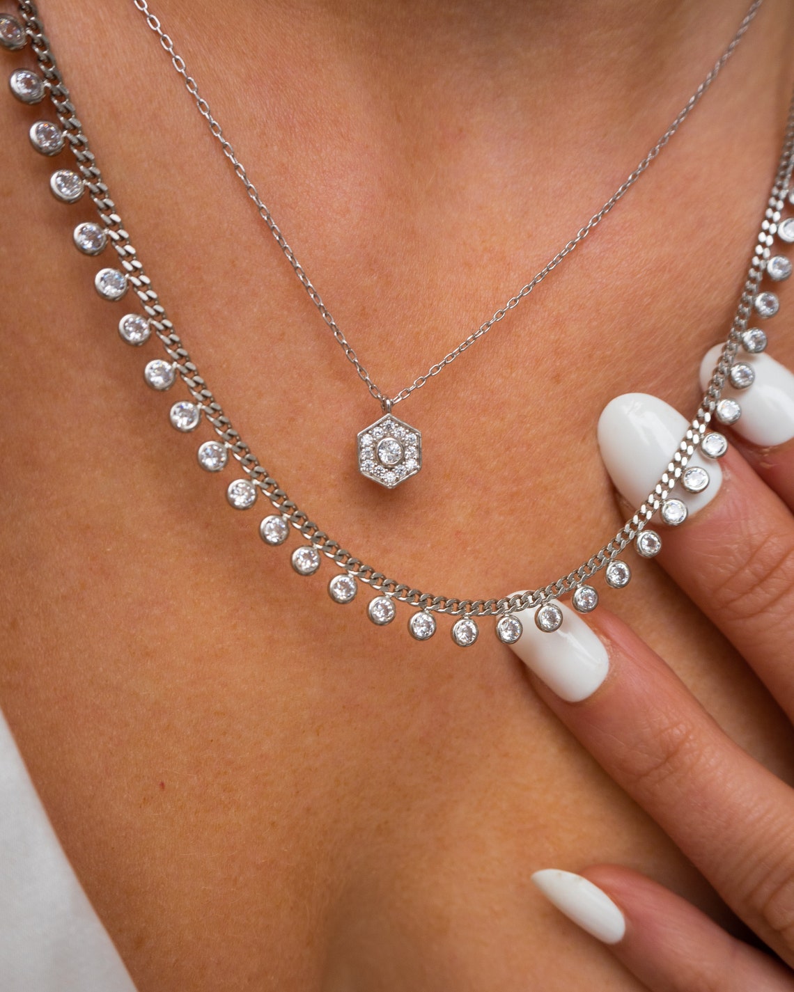 Sterling Silver - Rose Gold - Yellow Gold Baby Curb Chain With Cubic ...