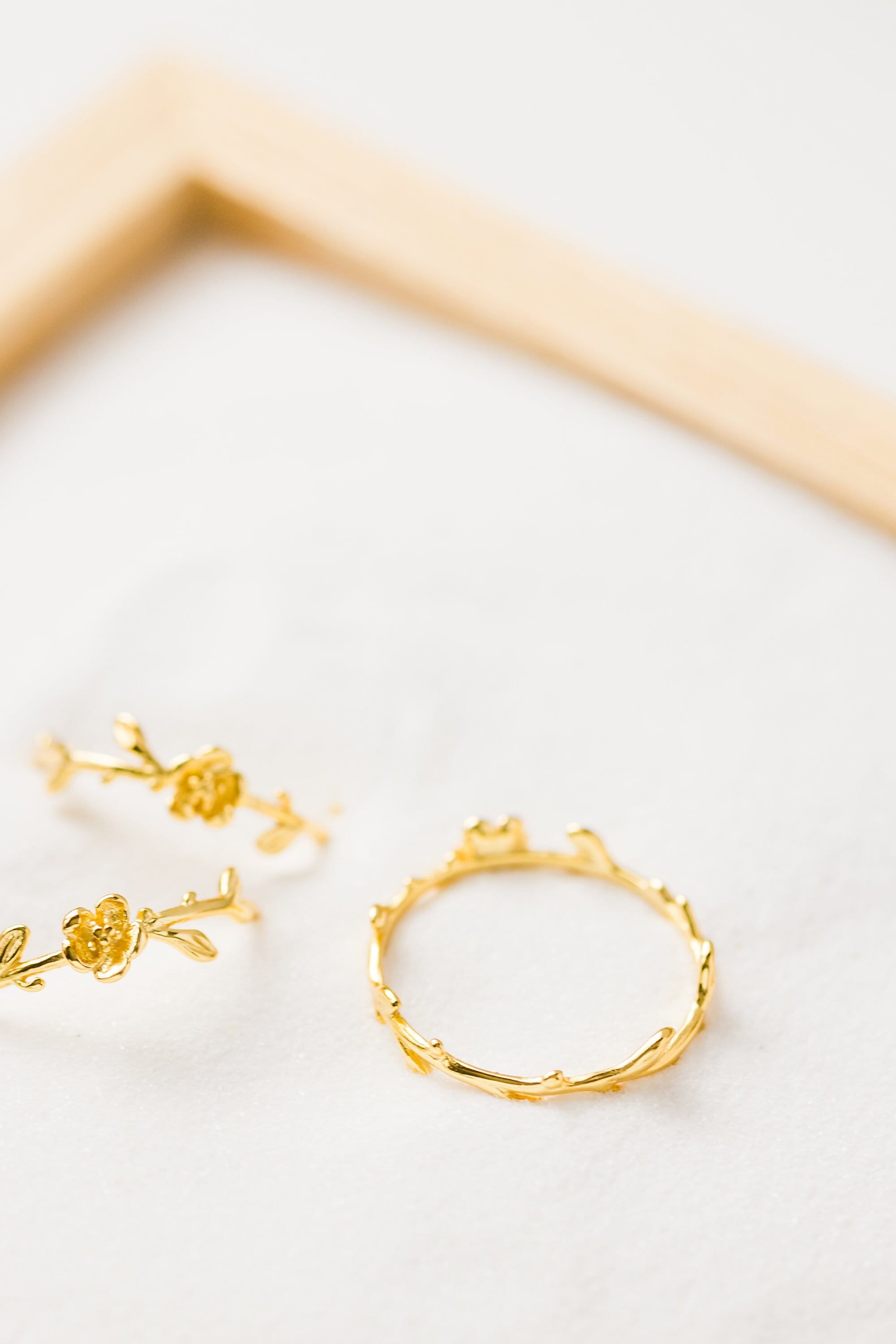 18kt Gold Plated Vine Rose Ring | Delicate Rose Ring | Gold Ring ...