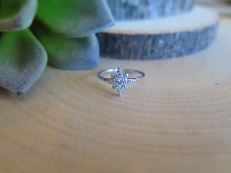 Sterling Silver Sparkle Starburst Ring Star Ring Cluster - Etsy