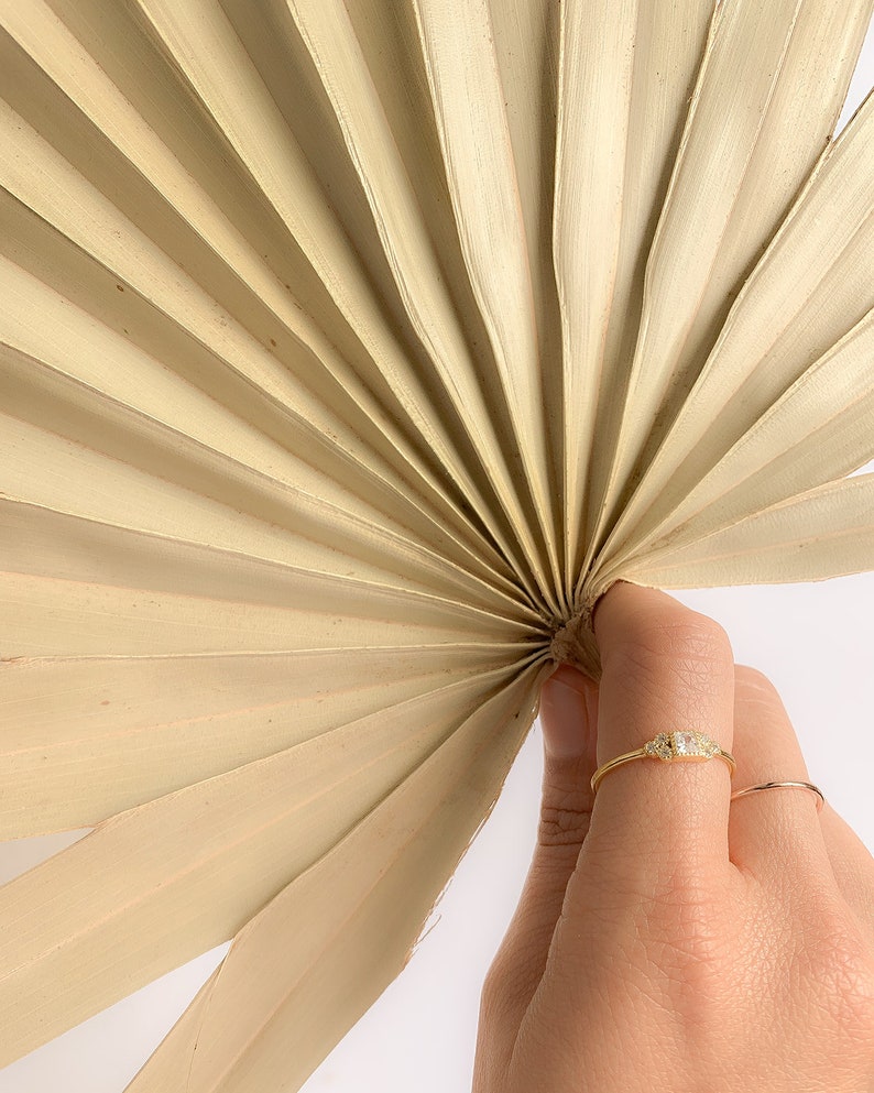 Sterling Silver dainty milgrain ring Princess Cut Cubic | Etsy