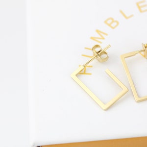 14kt Solid Gold Rectangle Hoops - Gold Geometric Hoops - Square Hoops ...