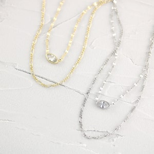 Sterling Silver / Gold Plated Double Layer Necklace | Unique Layering ...