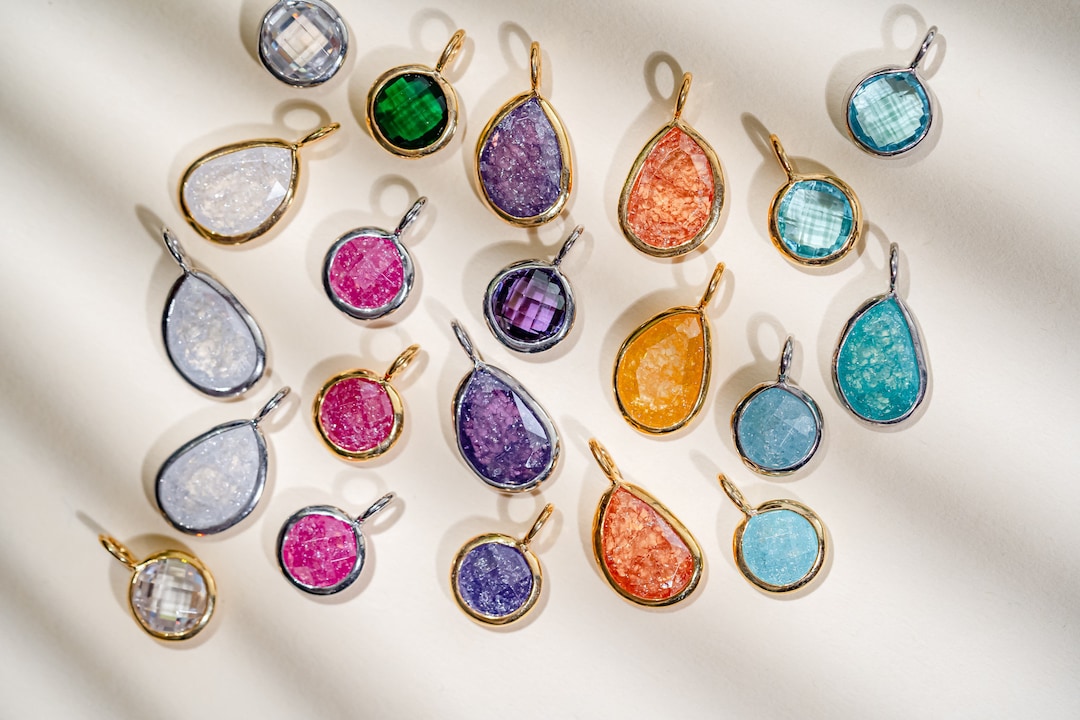 Sterling Silver / Gold Round Gemstone Pendant - Bezel Gemstone Necklace ...