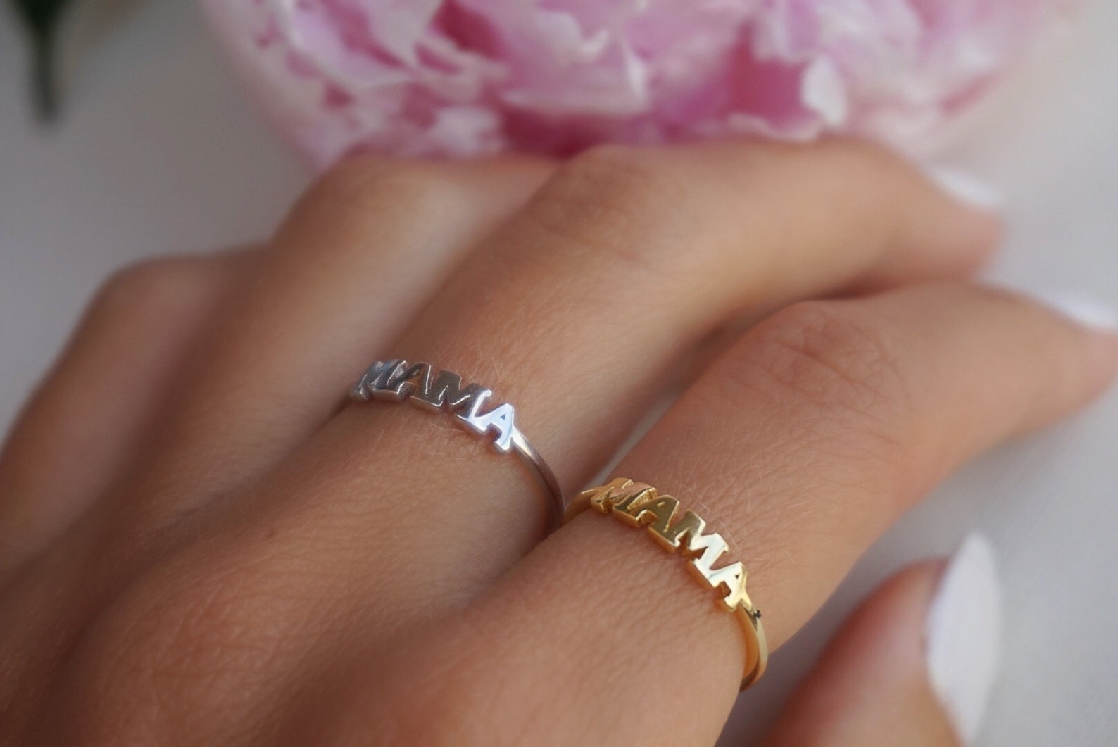 2 Options / Sterling Silver / Gold Plated MAMA Ring Gift for - Etsy