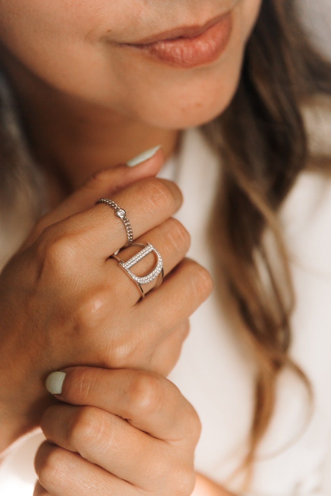 Silver / Gold Initial Ring, Large Inital Ring, Personalized Ring ...