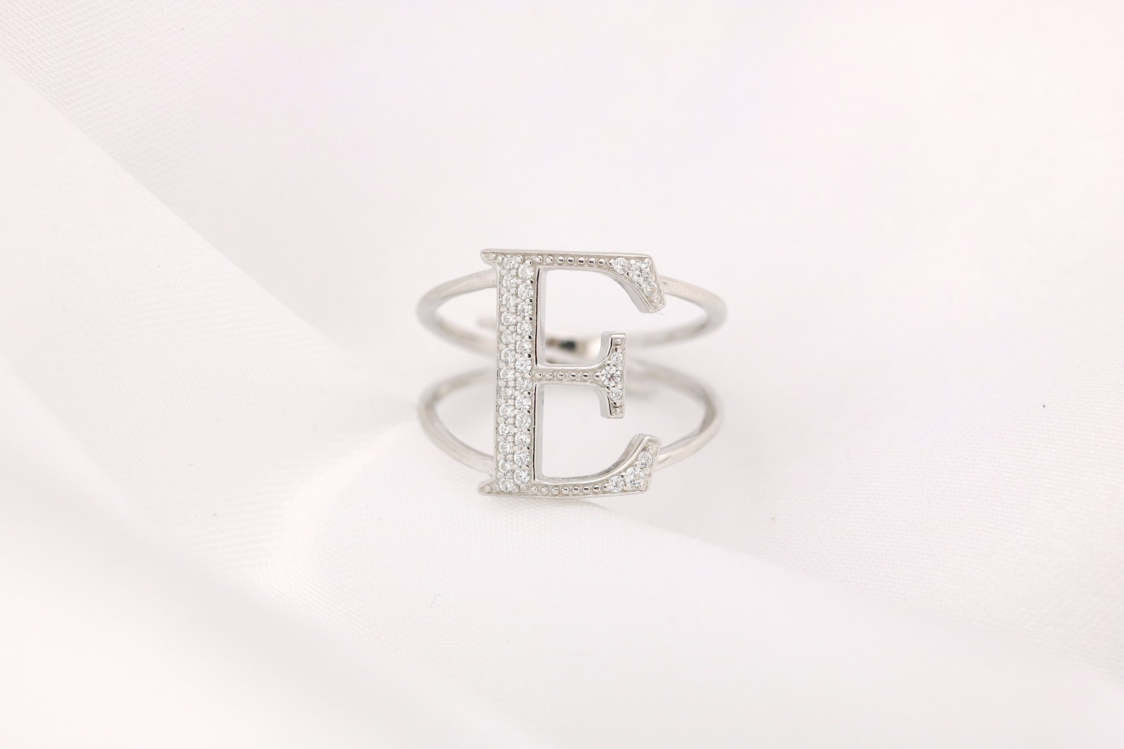 Silver / Gold Initial Ring Large Inital Ring Personalized - Etsy