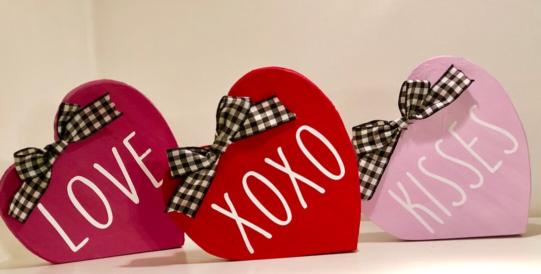 Farmhouse Style Valentines Wood Hearts Standing Hearts Are 6x6 Set of 3 ...