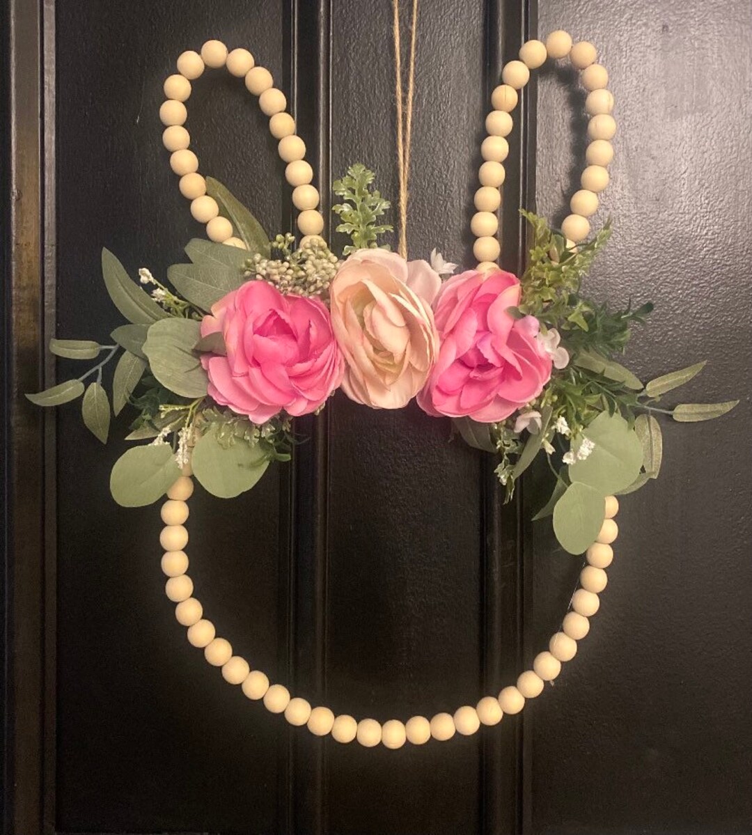 Easter Bunny Wood Bead Wreath - Etsy