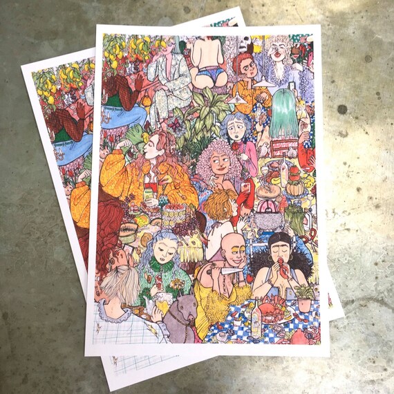 A Restaurant Scene AKA Dinner Dates A5 print | Etsy