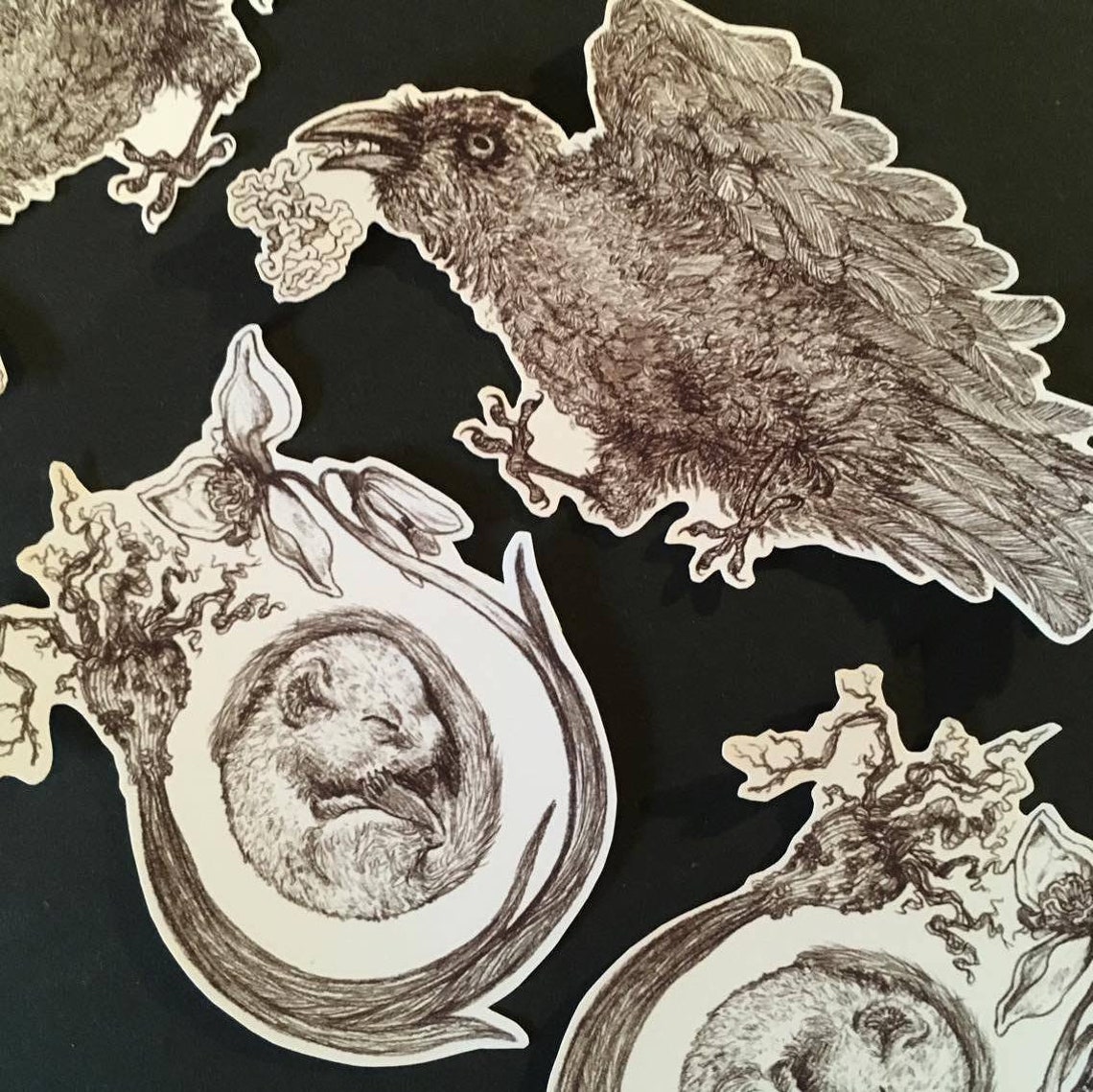 Decay & Rebirth Crow and Mouse Illustration Drawings Vinyl - Etsy
