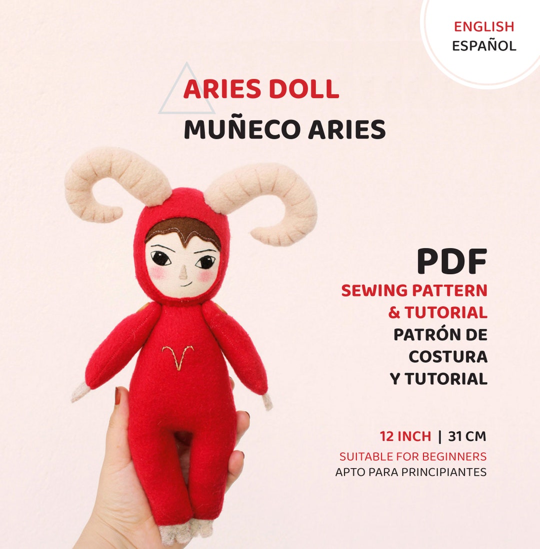 Aries Doll PDF Sewing Pattern & Tutorial -english / Español- Patrón Y ...