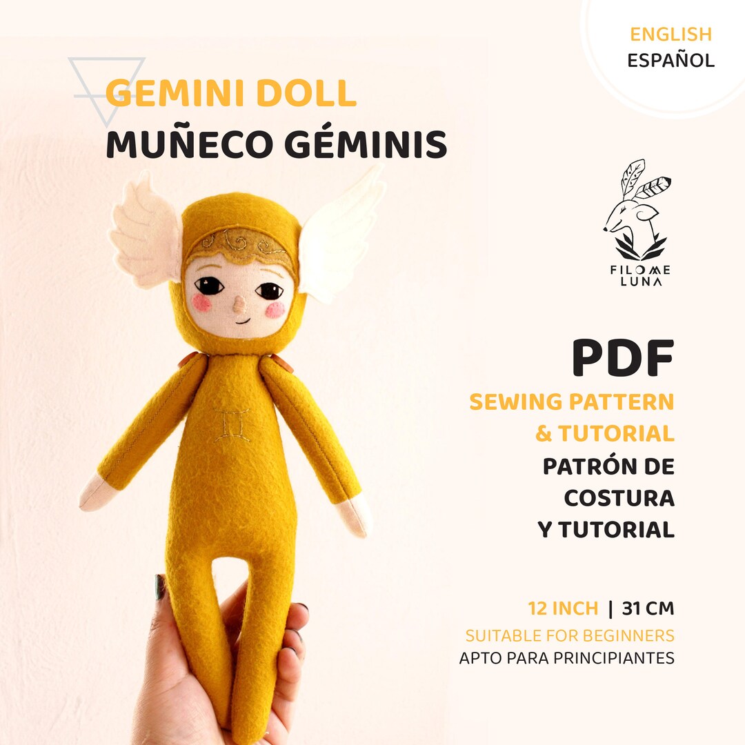 Gemini Doll PDF Sewing Pattern & Tutorial english / Español Patrón ...
