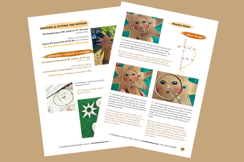 Sun Doll PDF Pattern Sewing Tutorial - Art Doll - English & Español - Etsy