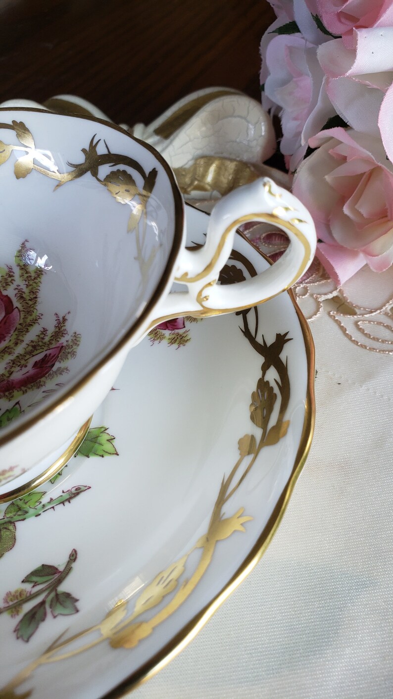 RARE Vintage Royal Chelsea "moss Rose" Handpainted Golden Teacup and ...