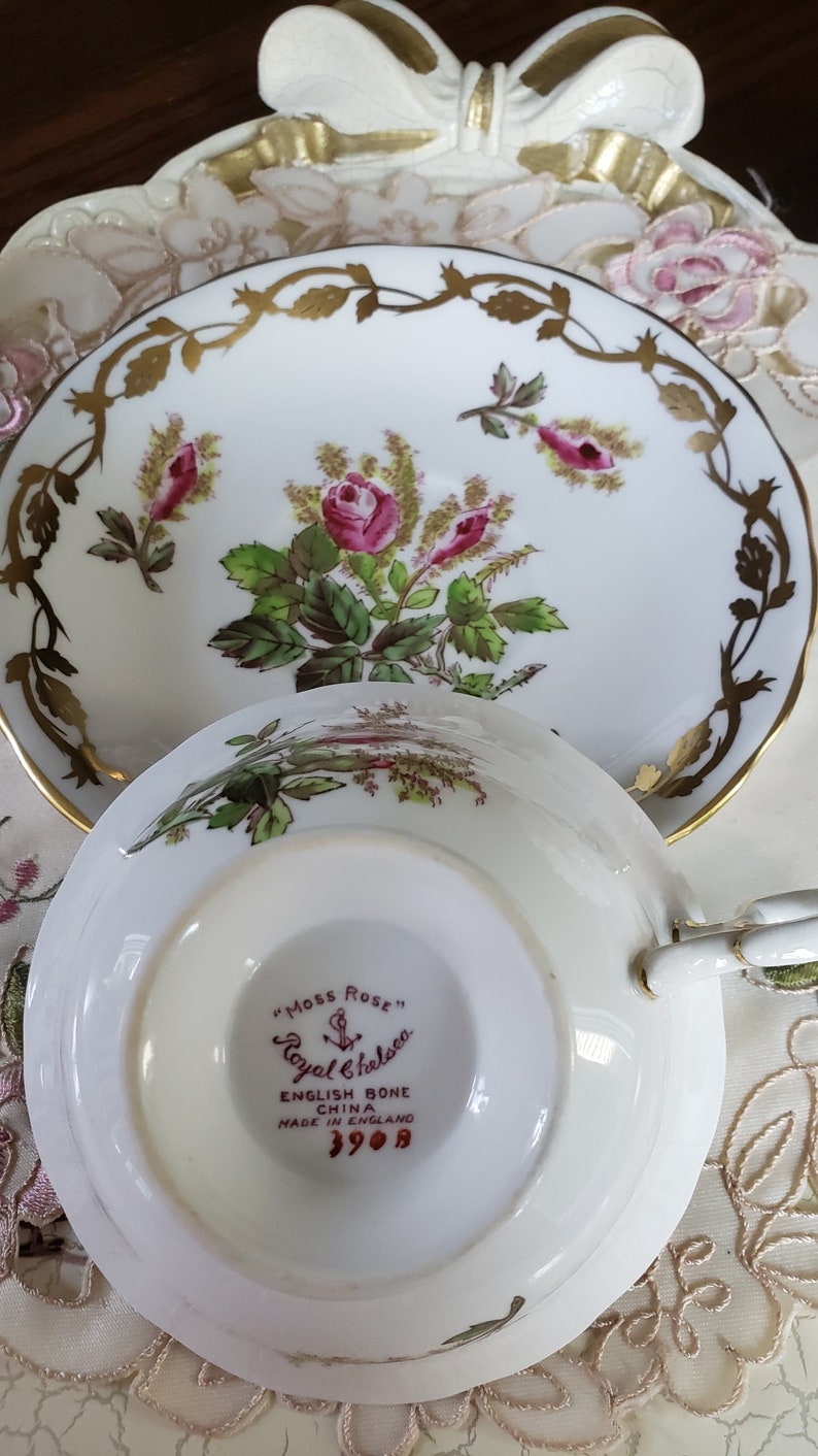 RARE Vintage Royal Chelsea "moss Rose" Handpainted Golden Teacup and ...
