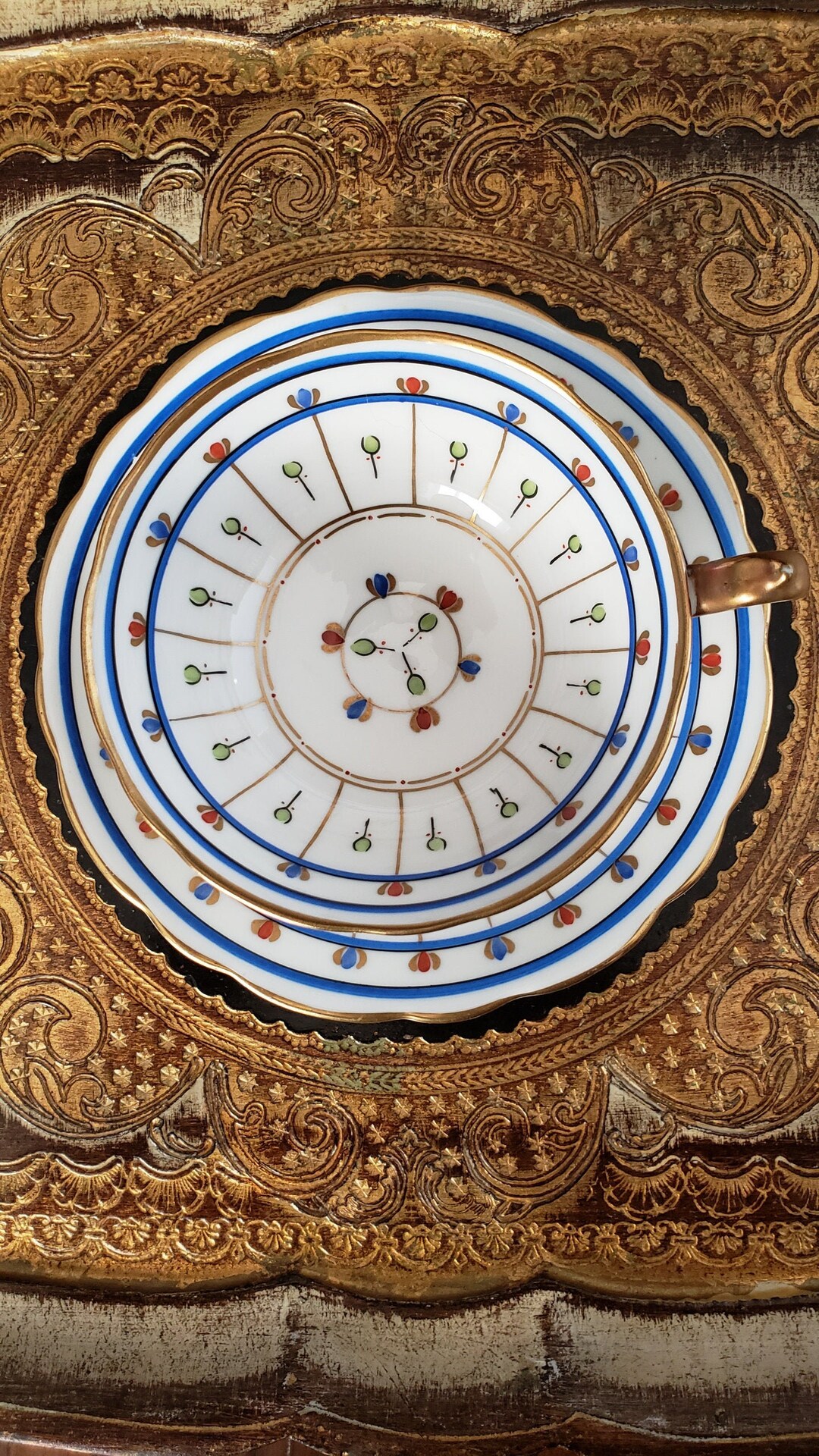 Vintage Rare Art Deco Star Paragon Teacup With Blue, Red, Yellow and ...